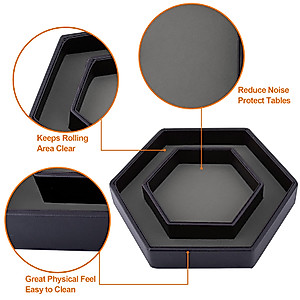 SIQUK Dice Tray with Lid Hexagon Dice Rolling Tray Dice Holder for Dice Games Like RPG, DND and Other Table Games, Gray