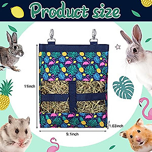 2 Pieces Guinea Pig Hay Bag Washable Pet Rabbit Hay Feeder Bag with 2 Holes Cute Small Animal Hanging Feeder Sack Storage for Rabbit Guinea Pig Chinchilla Hamster Small Pets (Flamingo, Orange)