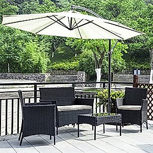 MAXCBD Patio Furniture Set 4 Pcs Outdoor Wicker Sofas Rattan Chair Wicker Conversation