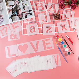 YEAJON 1 Inch Letter Stencils Symbol Numbers Craft Stencils, 66 Pcs Reusable Plastic Alphabet Templates for Painting on Wood, Wall, Fabric, Rock, Glass, Signage