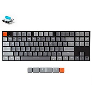 Keychron K13 87 Key Ultra-Slim Wireless Bluetooth/USB Wired TKL Tenkeyless Mechanical Gaming Keyboard, RGB LED Backlit Low Profile Blue Switches for Mac Windows, N-Key Rollover, Version 5