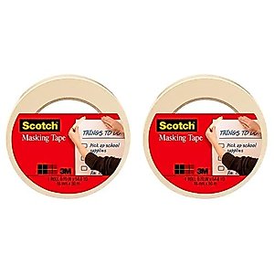 Scotch Tan Home and Office Masking Tape, 3/4-inch by 60 yards, 3436 (Pack of 2)