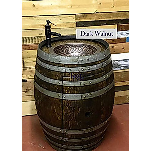 Wine Barrel Copper Sink Vanity with Hidden Hinged Door and Antique Waterfall Faucet