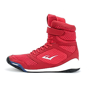 Everlast New Elite High Top Boxing Shoes - Black, Blue, Red (Red, 10)