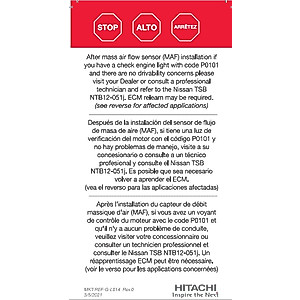 Hitachi MAF0031 Mass Air Flow Sensor , Black, 1.46 x 1.82 x 3.57 inches