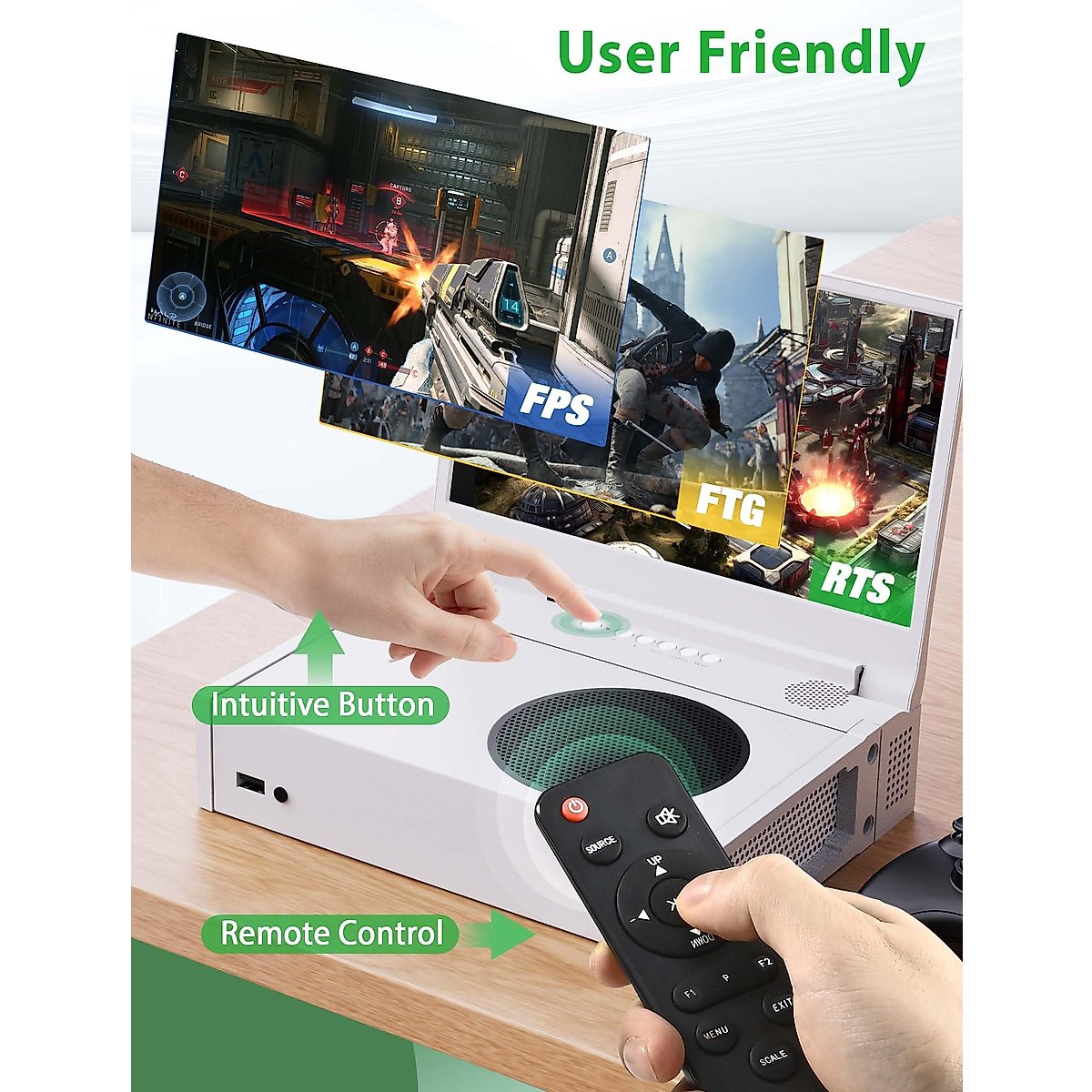 DEPGI 4K 14" Portable Gaming Monitor IPS Screen for Xbox Series S（not Included） with Remote Control, Portable Monitor with HDR10, AMD FreeSync, 2X HDMI for Indoor Outdoor Travel
