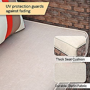 SUNSITT Patio Outdoor Furniture 2-Piece Brown Wicker Single Club Chairs w/Beige Olefin Cushions & Striped Throw Pillow