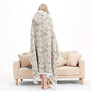 Soft Fleece and Sherpa Throw Blanket, Poncho Blanket with Buttons Poncho Blanket for Women Substitute for Cape Wrap Cover (Cream， 51“×71”)