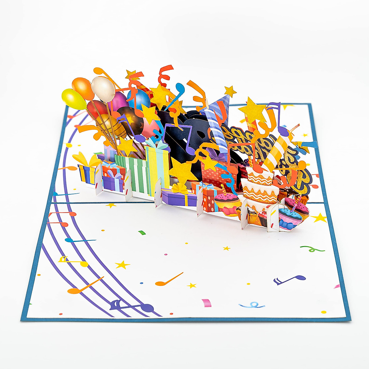 iGifts And Cards Happy 82nd Blue Birthday 3D Pop Up Greeting Card – Awesome 82 Birthday Card For Man, Woman, Happy Eighty Two Birthday Gift For Dad, Mom, Best Husband, Wife Unique Present, 5" X 7"