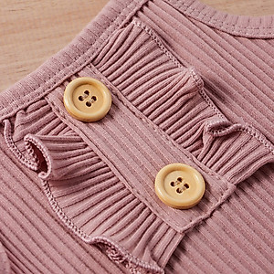 Dimoybabe Baby Girl Summer Clothes Bloomer Knit Cotton Outfits Infant Romper Strap Sleeveless Ruffle Light Pink 3-6 Months 80CM