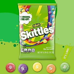 Skittles Bite Size Candy, Sours, 5.7 Ounce Bag