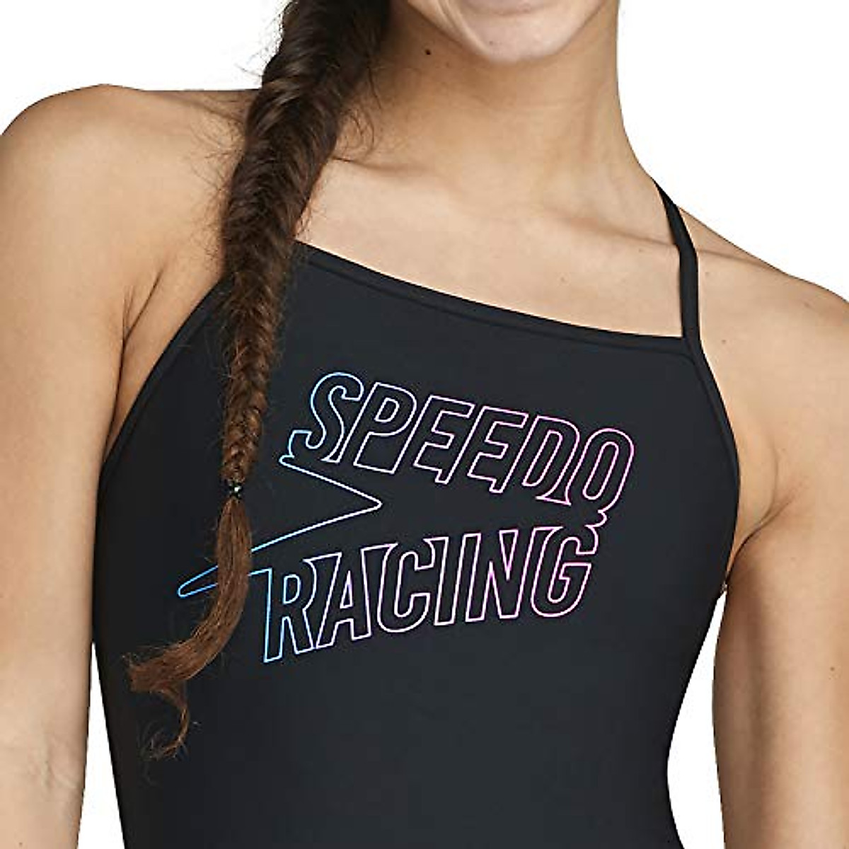 Speedo Women's Standard Swimsuit Piece Endurance The One Graphic, Pink/Black, 24
