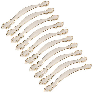 HYEIUIRA 10 Sets Door Pull Handles Ivory White Simple Style Office Drawer Cabinet Universal 96MM