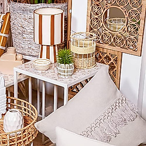 WHW Whole House Worlds Hamptons Lattice Framed Mirrors, Set of 3, Square Panels, Brilliant Reflective Glass, Rustic Wood Grain, MDF, 11.75 x 11.75 Inches