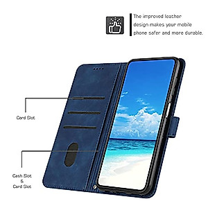 Kainevy for Oppo Reno 6 5G Case Wallet Black with Lanyard Durable Leather Case for Oppo Reno 6 5G Phone Case with Card Holder Buckle Flip Design Protective Cover for Womem Men (Blue)