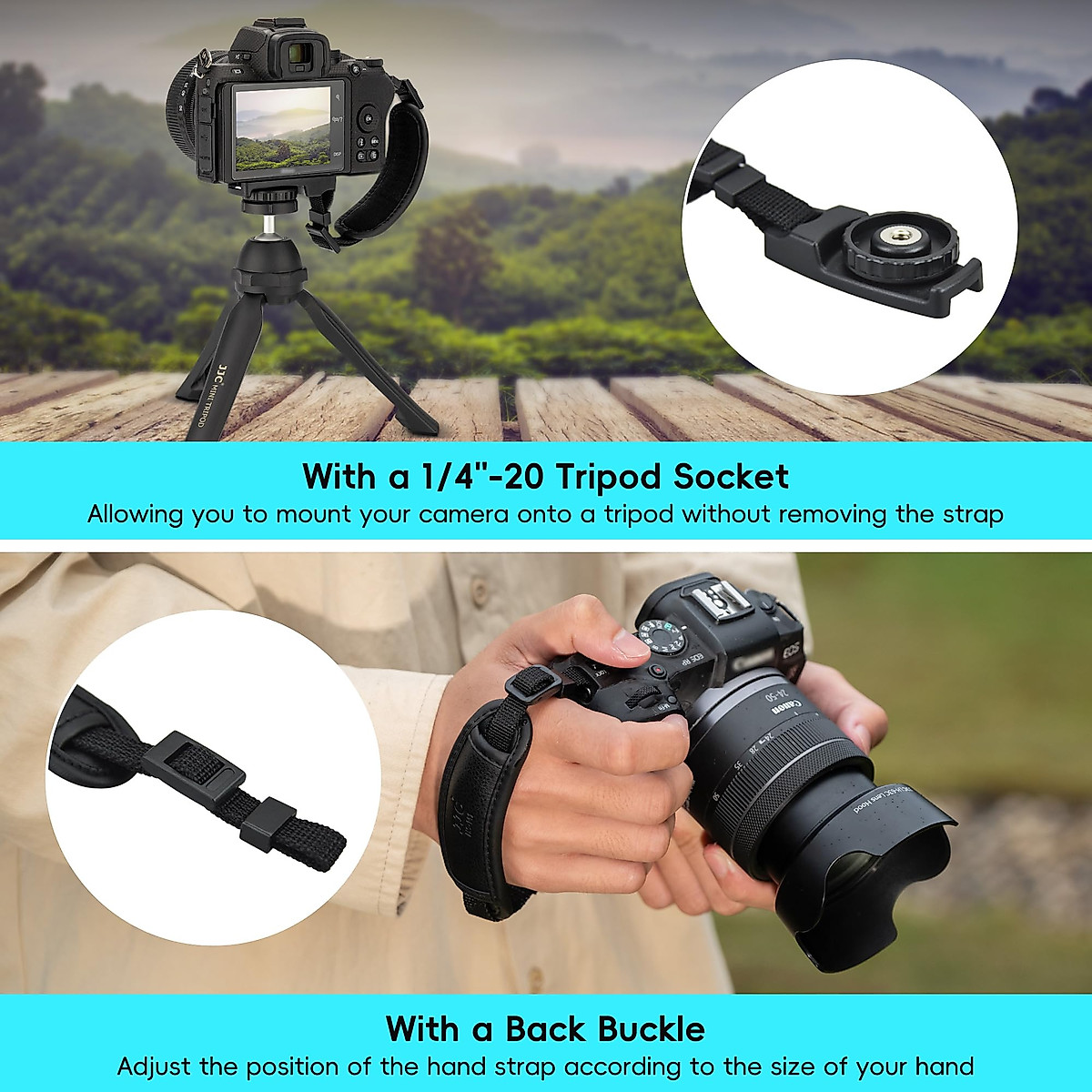 JJC Camera Hand Grip Strap for Nikon Z fc Zfc Z5 Z6 Z7 Z6II Z7II Z50 D7500 D7200 D5600 D3500 D3200 Coolpix P1000 P950 B700 B600 P7800 P900 P610 B500 for Canon 5DM4 5DM3 6DM2 7DM2 OM-D E-M5 Mark III