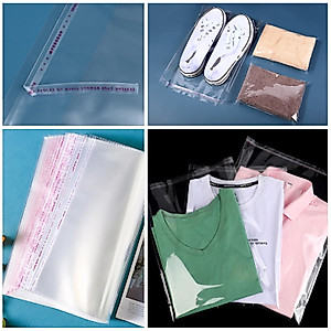 11” x 14” Large Resealable Cellophane Bags 500 pcs Self Sealing Clear Bags for Packaging Products Self-adhesive Clear Plastic Bags for Clothes, T-shirts, Pants and Gifts, Small Business Shipping Bags