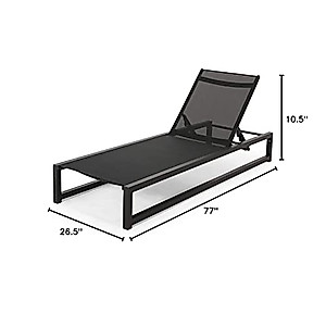 Christopher Knight Home Vivian Outdoor Aluminum Chaise Lounge with Mesh Seating, Black