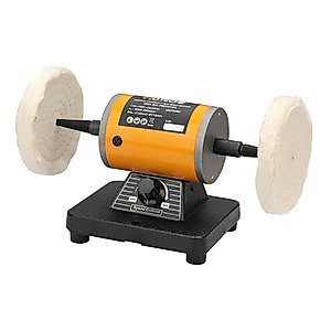Hoteche 4-3/8-Inch Bench Buffer Polisher Adjustable Speed Electric Buffing Machine for Metal, Wood, Jewelry, Sanding, Waxing