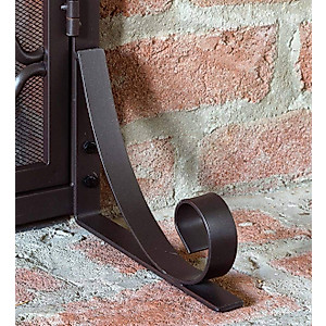 Plow & Hearth Metal Fireplace Screen Geometric Bronze | 44" W x 33" H | 2 - Door | Spark Guard Indoor Grate | Iron Fire Place Cover | Wood Burning Stove Decorative Accessories