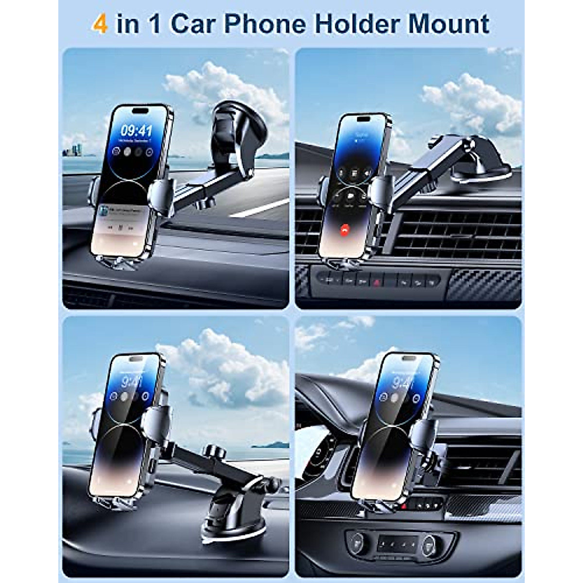 Humixx 【2022 Stable Nano Suction Cup】 Phone Mount for Car Universal Hands-Free Suction Cell Phone Holder for Car Dashboard Air Vent Car Phone Holder Mount for Samsung iPhone 13 14 Plus Pro Max