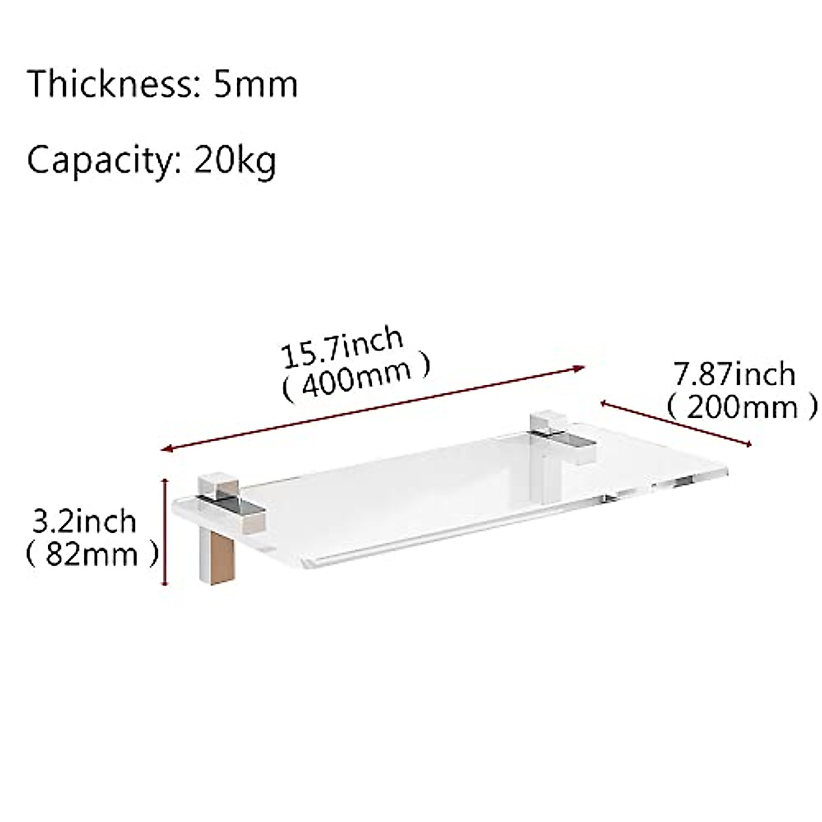 Set of 2 Invisible Wall Shelves Wall Mounted Display Shelf，Clear Acrylic Wall Shelf,Floating Shelves for Living Room ,Bedroom,Bathroom,Kitchen,Flower Stand,Office