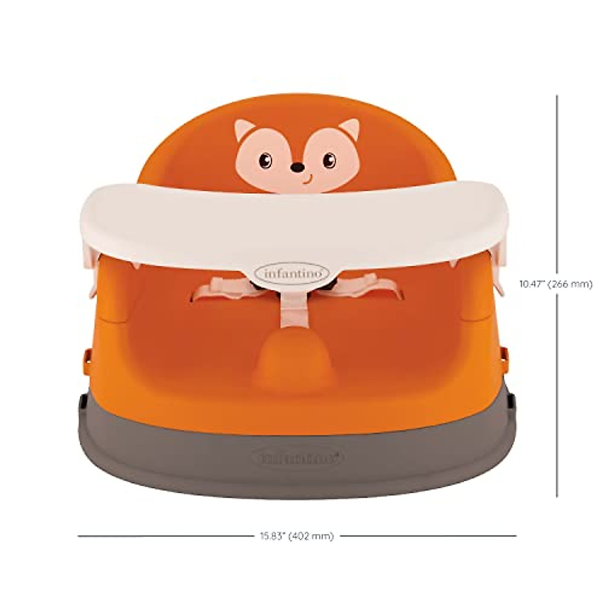 Infantino Grow-with-Me 4-in-1 Two-Can-Dine Feeding Booster Seat, Fox-Theme, Space-Saving Design, Infant Booster for 4M+, Toddler Seat for 3Y+