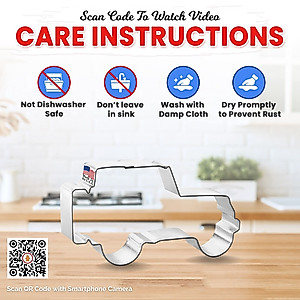 SUV Military Off-Road Vehicle Cookie Cutter 4.25 Inch – Made in the USA – Foose Cookie Cutters Tin Plated Steel - SUV Cookie Mold