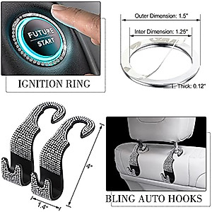 Tallew 20 Pieces Car Accessories for Women, Bling Car Accessories Set, Bling Car Phone Holder Mount, Bling Dual USB Car Charger, Car Coasters, Bling Glasses Holders (White)