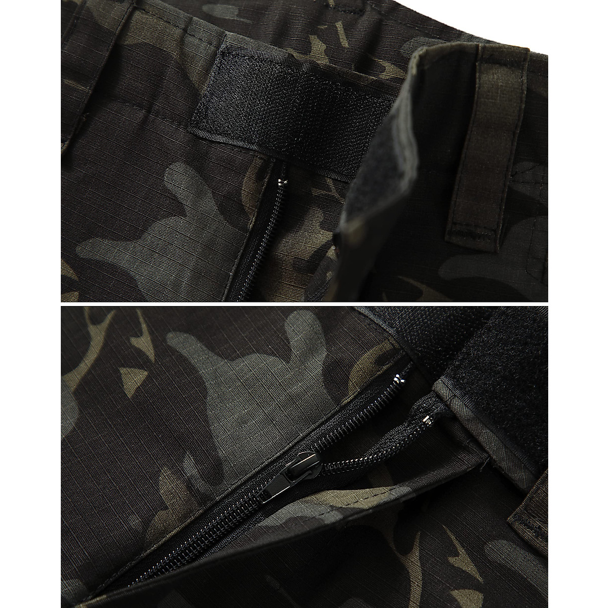 OCANXUE Men's Tactical Pants Camo Cargo Pants Ripstop Work Hiking Pants with 10 Pockets No Belt Size 38