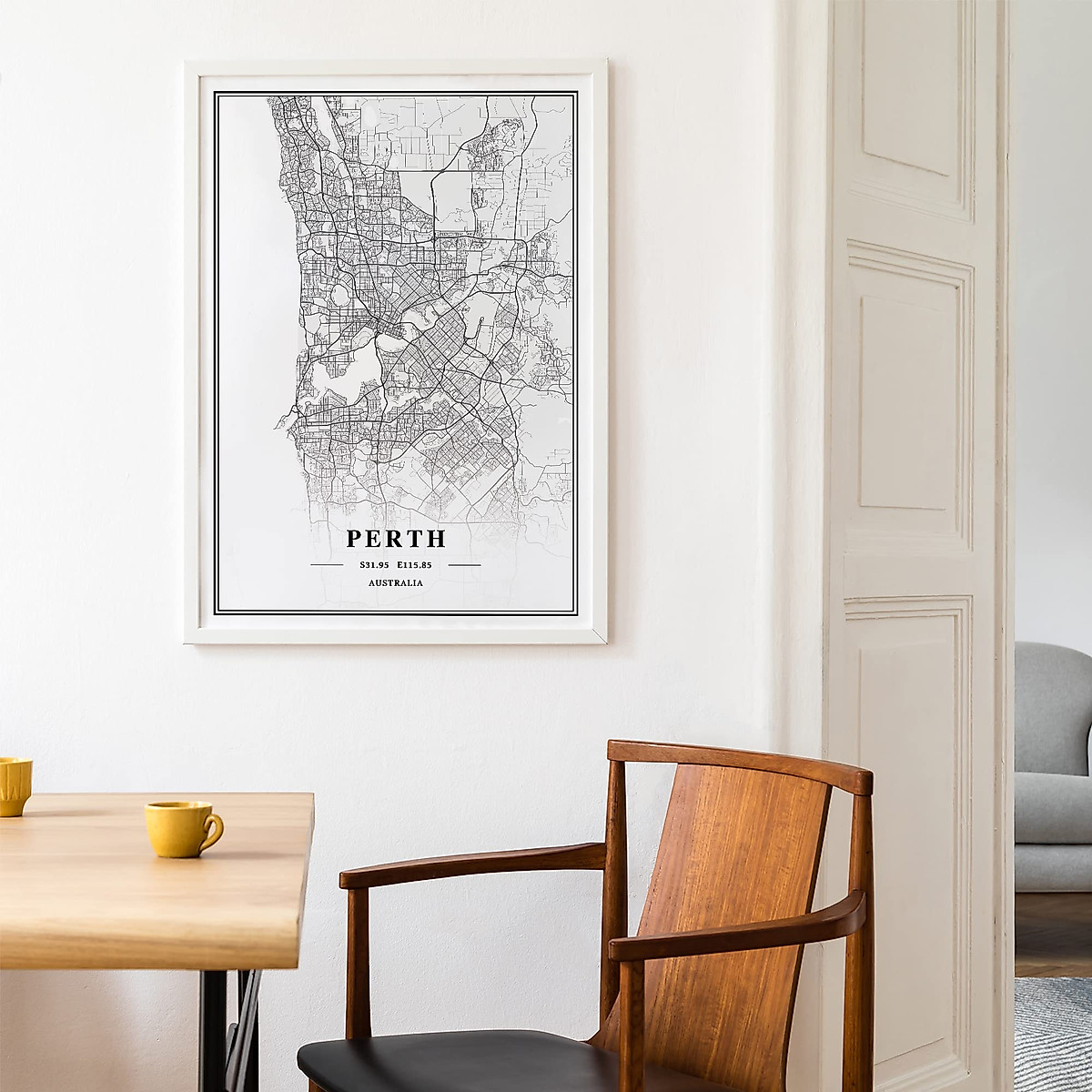 Dear Mapper Perth Australia View Abstract Road Modern Map Art Minimalist Painting Black and White Canvas Line Art Print Poster Art Print Poster Home Decor (Set of 3 Unframed) (16x24inch)