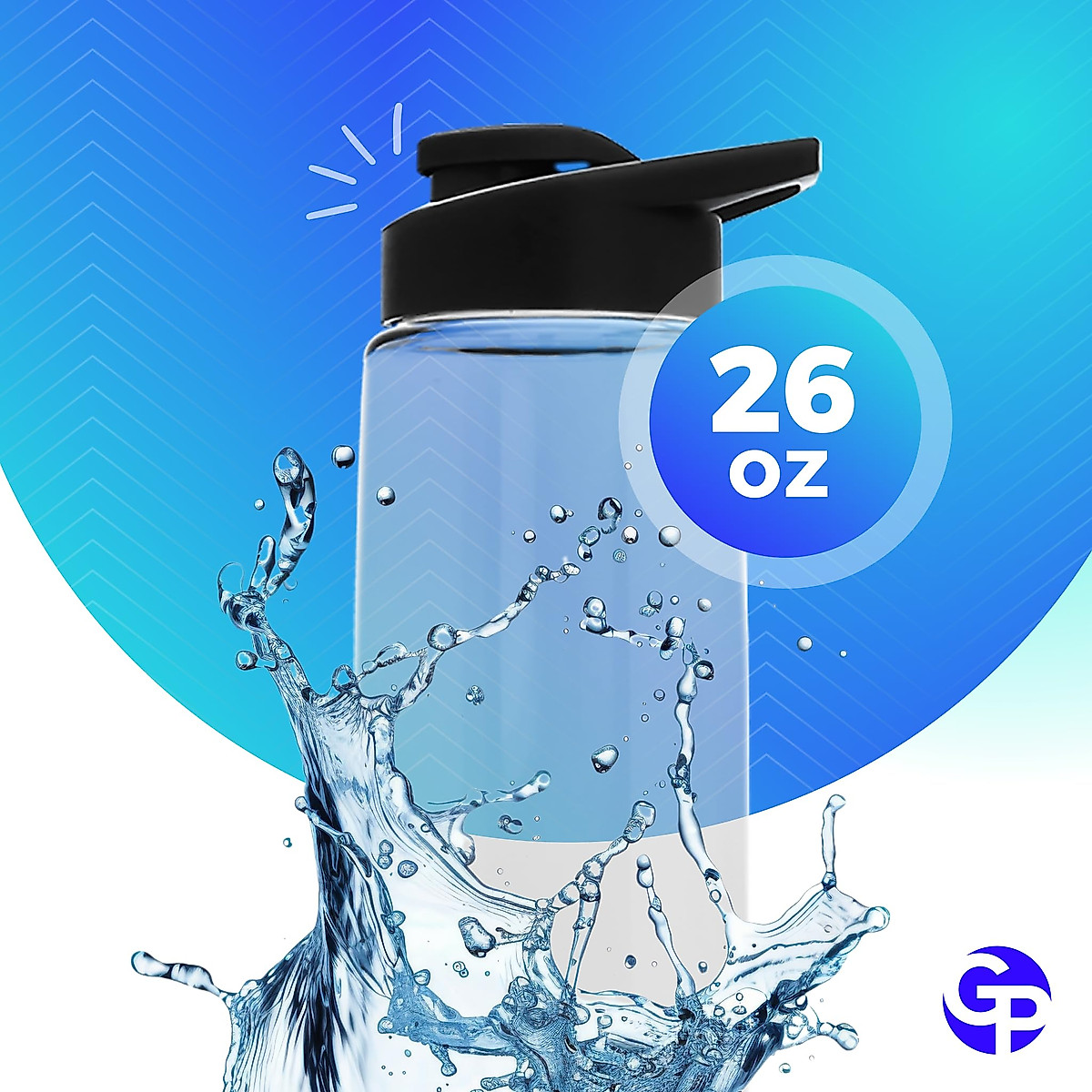 26 oz Water Bottle, Tritan Sports Water Bottle for Gym and Team Sports, School Water Bottle, BPA Free Water Bottle with Flip Top, 4-Pack, Made in USA by Gary Plastic Packaging