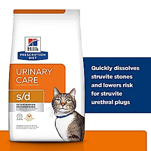 Hill's Prescription Diet s/d Urinary Care Chicken Flavor Dry Cat Food, Veterinary Diet, 4 lb. Bag