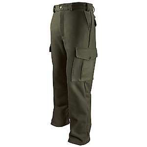 Regular and Big and Tall Merino Wool Hunting and Shooting Cargo Pants to Size 52 Made in Canada (Green, 50" Waist / 33" Length)