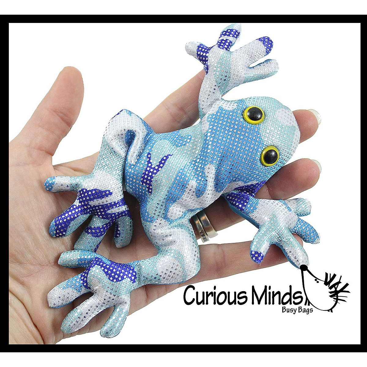 Curious Minds Busy Bags 5 Reptile Set - Sand Filled Animal Toy - Snake, Turtle, Lizard, Alligator, Frog- Heavy Weighted Sandbag Animal Plush Bean Bag Toss - Shimmering Glitter