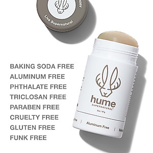 Hume Supernatural Aluminum Free Deodorant for Women & Men - Safe for Sensitive Skin - Probiotic, and Plant-Based - Long-Lasting Moisture Absorbing - Clean and Effective, Fragrance Free - 1-Pack