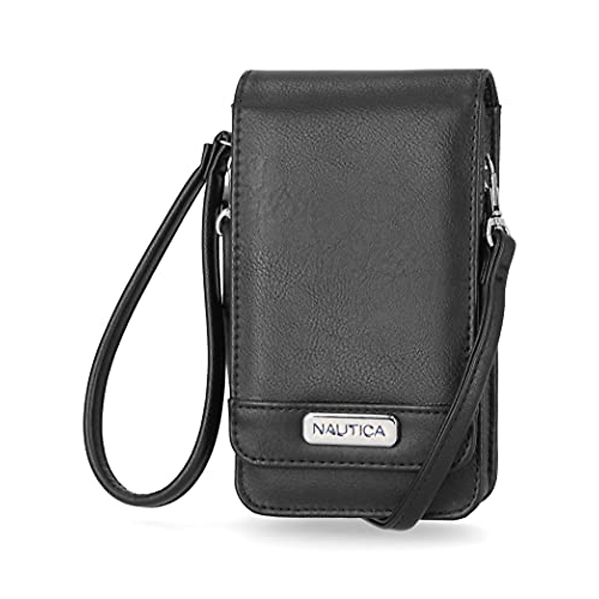 Nautica Catalina Vegan Leather RFID Womens Crossbody Cell Phone Purse Holder Wallet (Black)
