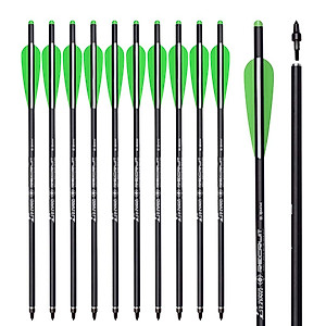 Crossbow Bolts Carbon Arrows 20 Inch Hunting Archery Bio Crossbow Arrows with Moon Nocks 100 Grain Removable Tips (Pack of 12)