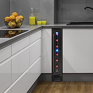 Vinotemp EL-7TS-BLACK 7 Bottle Cooler Refrigerator Freestanding Wine Cellar or Built-in Installation with Automatic Defrost, LED Display and Front Venting, Black
