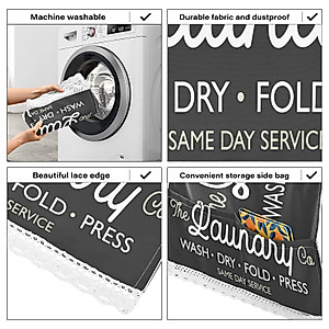 Vintage Laundry Machine Cover Dryer Top Covers Anti-Slip Fridge Dust Cover, Roller Washing Machine Top Cover Load With 4 Storage Bags