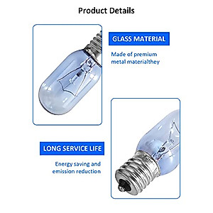2Pcs Fridge Light Bulb Replacement T8 E17 40Watt Light Bulb Fit for Whirlpool KitchenAid Electrolx Kenmore Frigidaire Refrigerator 297048600 241552802 AP3770086 1056577 AH976993 EA976993 PS97699