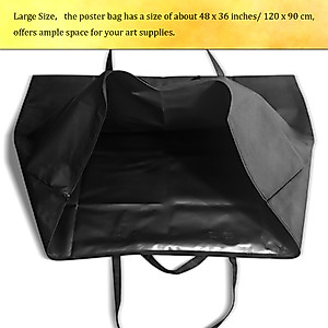 Nufiwra 48 x 36 Inch Waterproof Art Portfolio Bag, Large Art Supply Tote with Nylon Shoulder Strap, Poster Board Storage, and Sketch Bag for Artwork