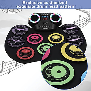 Anpro Electronic Drum Set for Kids | Adult, Musical Instrument Drum Practice Pad Kit with Headphone Jack, Built-in Speaker, Drum Pedals, Drum Sticks, Great Holiday Birthday Gift for Kids