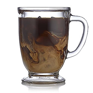 Libbey Kona Glass Coffee Mugs, 16-ounce, Set of 6