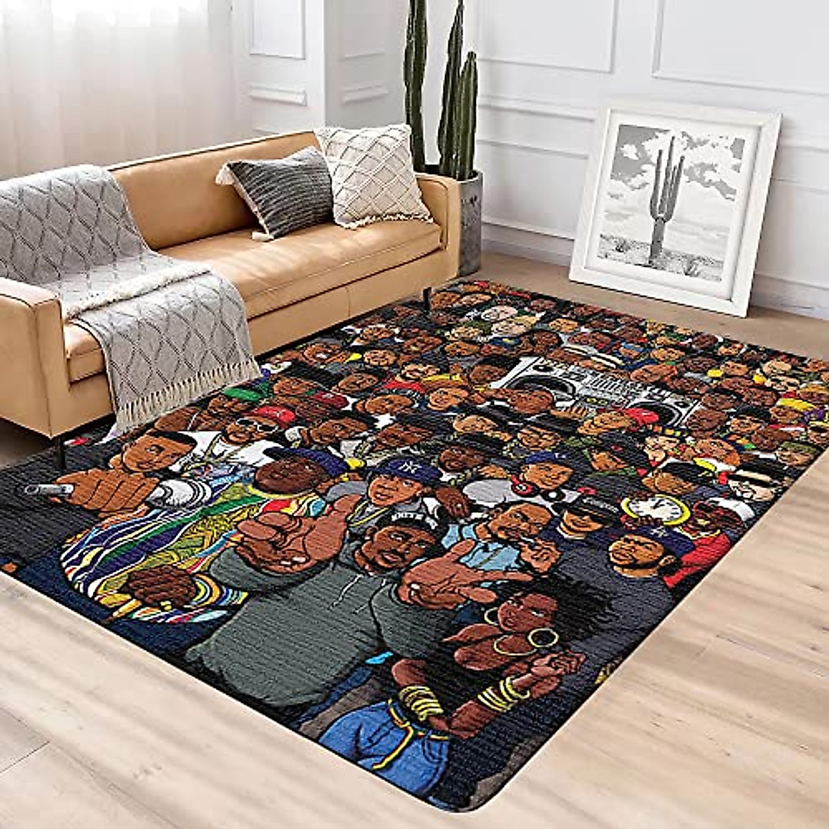 Rappers Hip Hop Music Area Rugs - Rappers Carpet Non-Slip Play Area - Hip Hop Doormat Bedroom Bathroom Living Room Rug Music Washable 3x5 4x6 Rug - Personalized Area Rug Studio Decor Dining Room Music