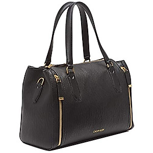 Calvin Klein Reyna Novelty Satchel, Black/Gold, One Size