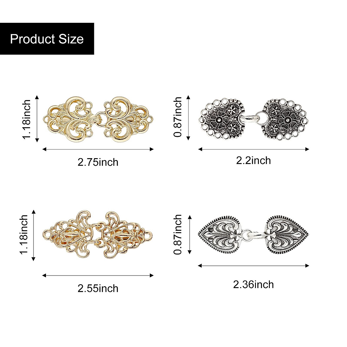 Shawl Clips 4 PCS, Vintage Dress Clips Back Cinch, Sweater Clips, Dress Shirt Brooch Clips for Women Girls Wearing