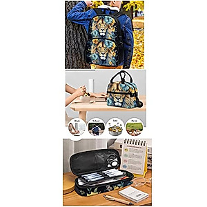 AmzPrint Lion Backpack And Lunch Box Rolling Backpack 18 Inch With Lunch Bag And Pencil Case Wheeled School Backpack For Boys And Girls