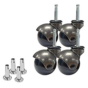 Antique Aged Metallic Hooded Furniture Ball Bearing Swivel Stem 2" Ball Casters with Metal Inserts - Set of 4