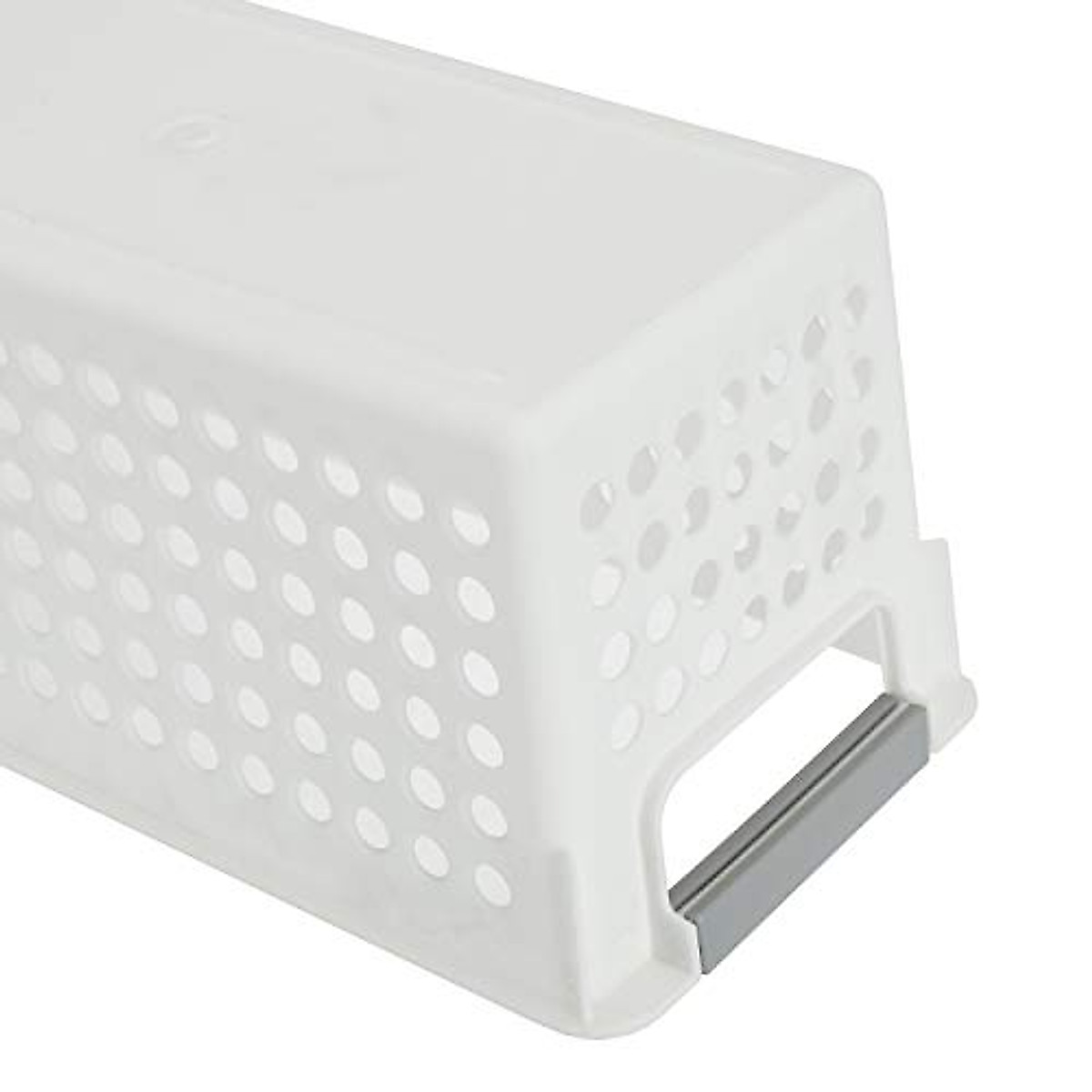 Bekith 6 Pack Plastic Storage Basket, Slim White Organizer Tote Bin Shelf Baskets for Closet Organization, De-Clutter, Accessories, Toys, Cleaning Products